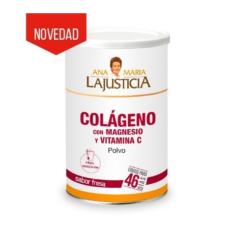 Colágeno con Magnesio + Vitamina C. Sabor Fresa. (Formato Familiar. Polvo)